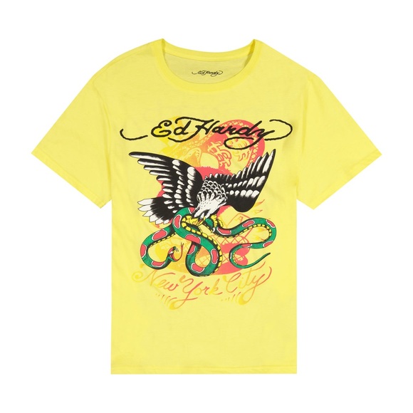 Ed Hardy | Shirts | Ed Hardy Yellow Eagle Snake Throwback Graphic Tee ...